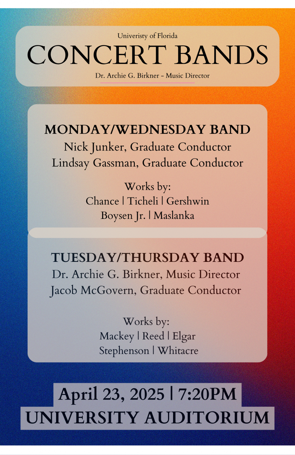 A Performance by the University of Florida Concert Bands – HR Calendar